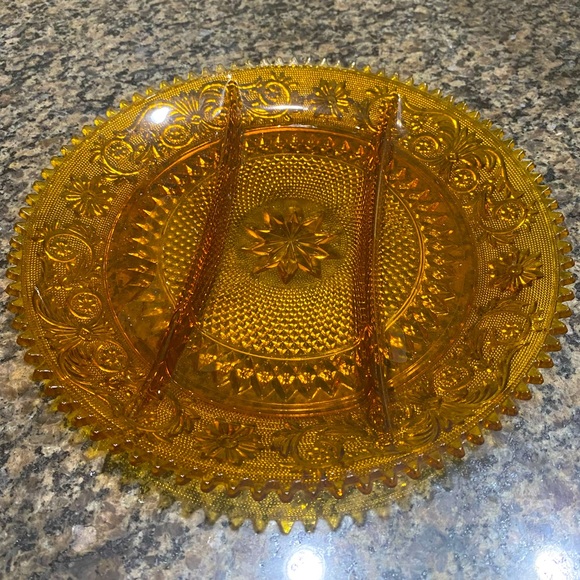 Vintage antique | Other | Vintage Indiana Glass Amber Serving Plate ...